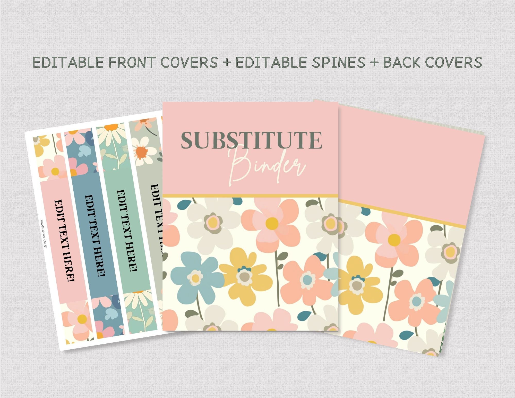 BOHO GARDEN PRINTABLE Binder Covers, Set of 6, Editable Retro Look ...