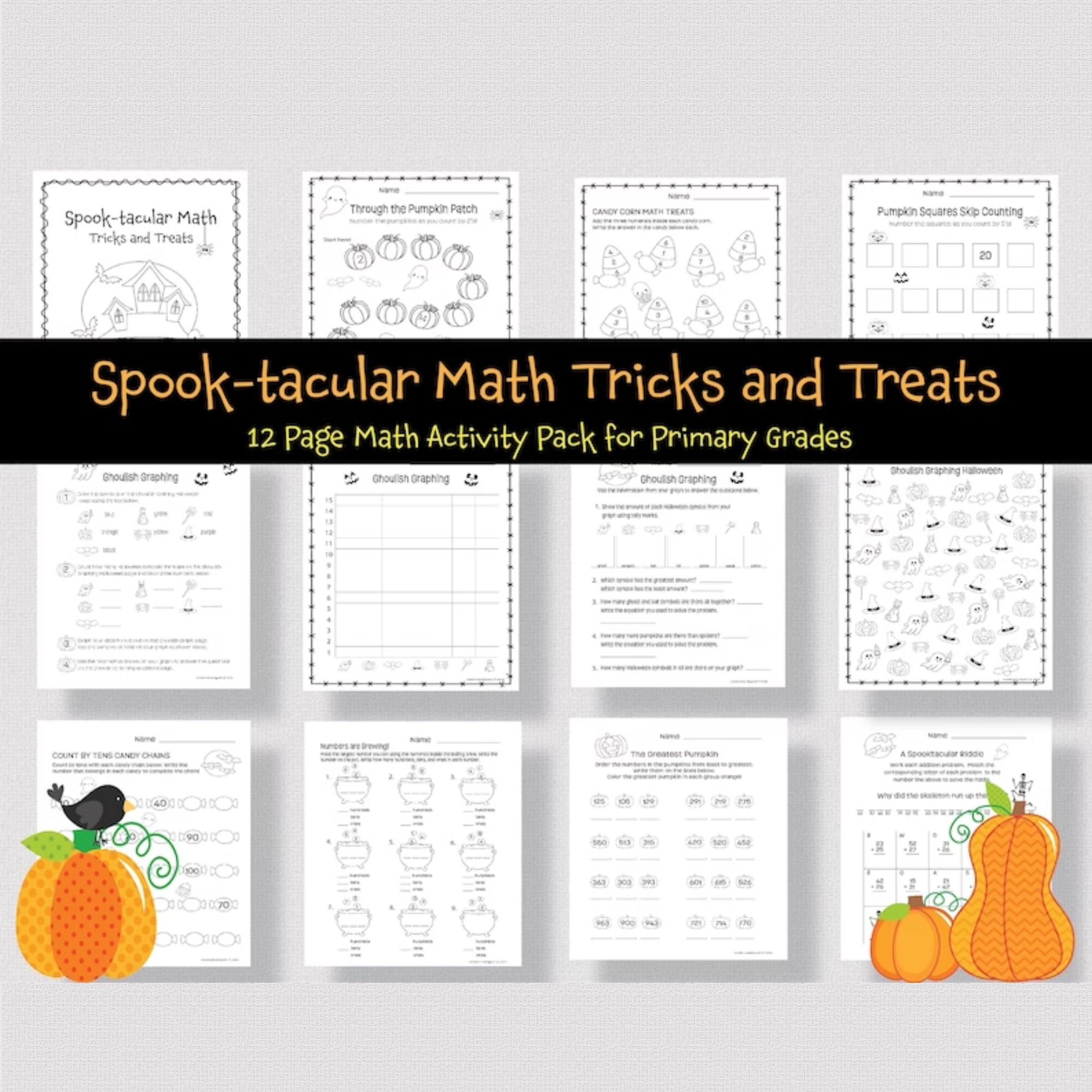 Halloween Math Worksheets Pack, Printable Halloween Worksheets for Kids ...