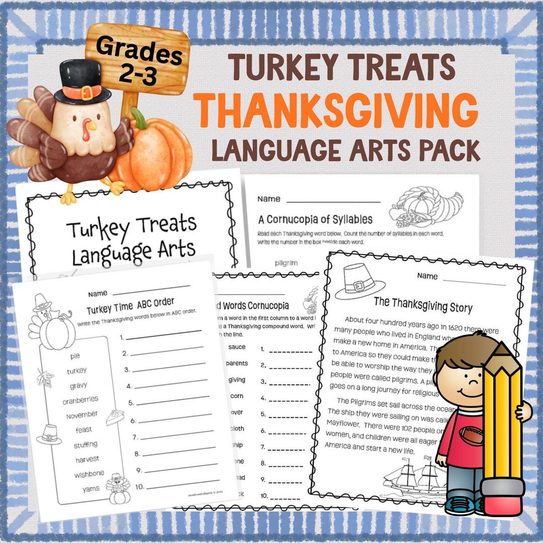 Thanksgiving Language Activities Workbook, Printable Thanksgiving ...