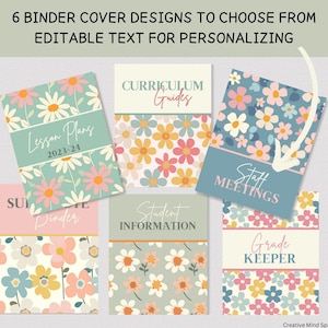 BOHO GARDEN PRINTABLE Binder Covers, Set of 6, Editable Retro Look ...