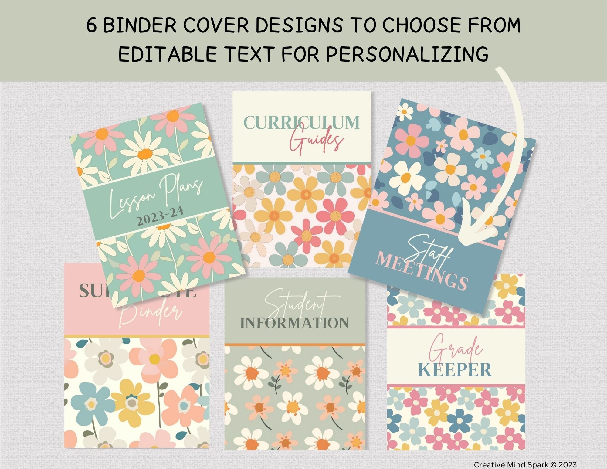 BOHO GARDEN PRINTABLE Binder Covers, Set of 6, Editable Retro Look ...