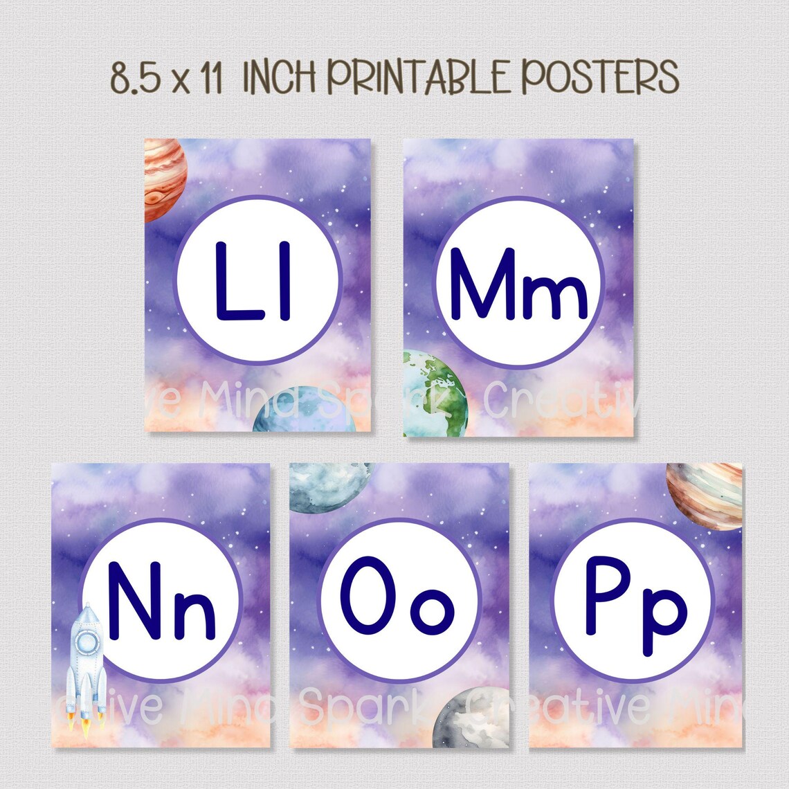 SPACE THEME ALPHABET Posters, Printable Manuscript Alphabet, Outer ...
