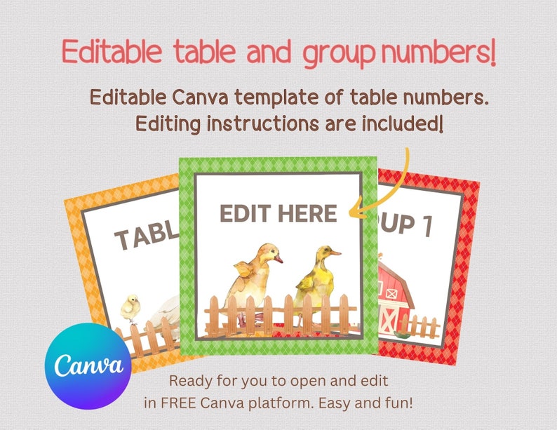 FARM THEME CLASSROOM Table Numbers, Editable Classroom Group Numbers ...