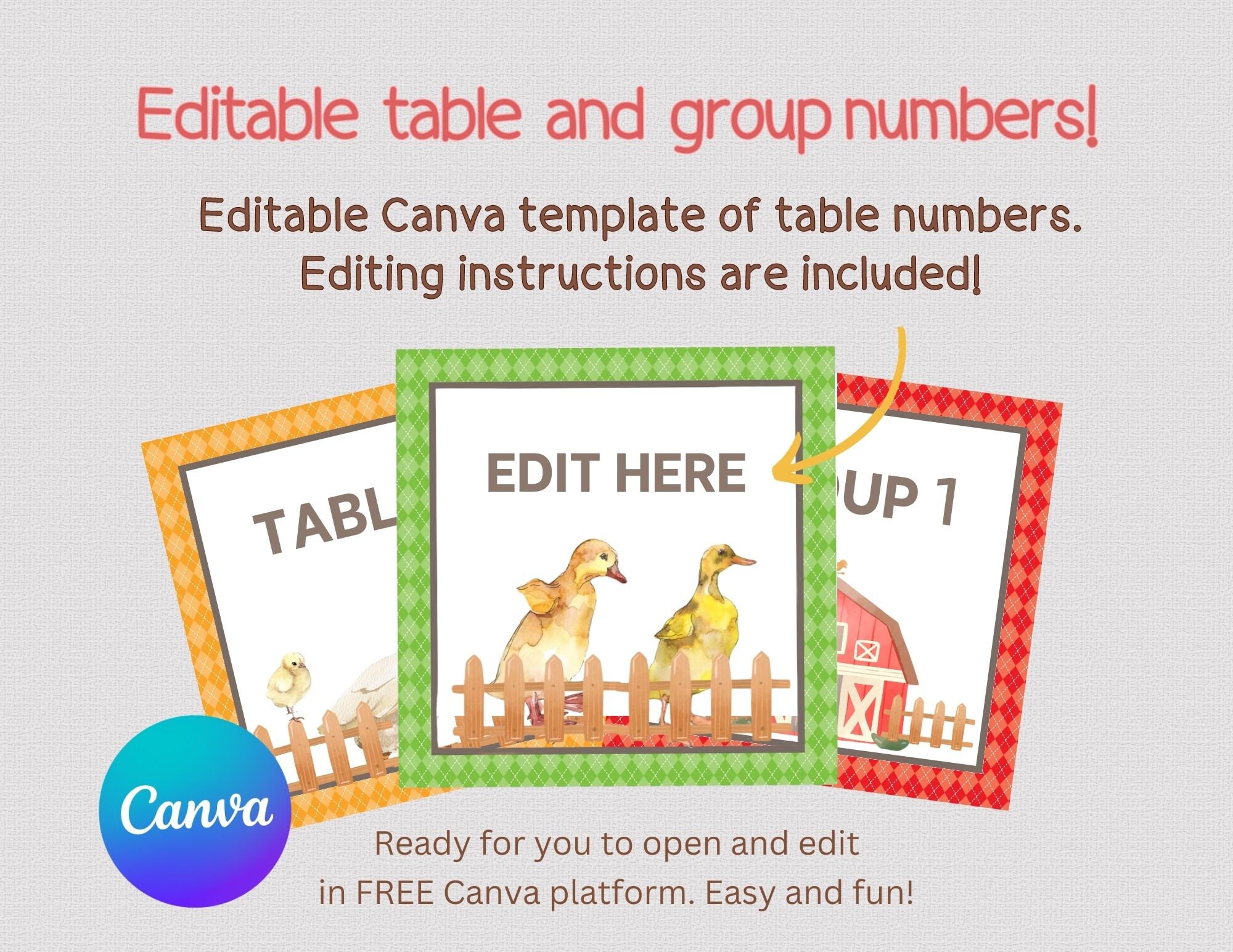 FARM THEME CLASSROOM Table Numbers, Editable Classroom Group Numbers ...