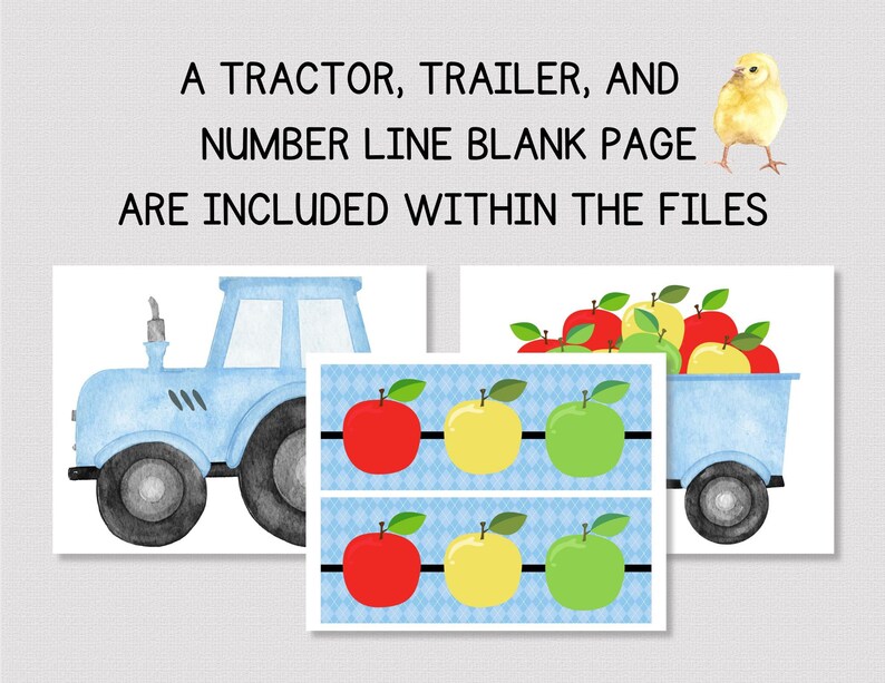 FARM THEME NUMBER Line for Classroom, Printable Apple Number Line, Farm ...