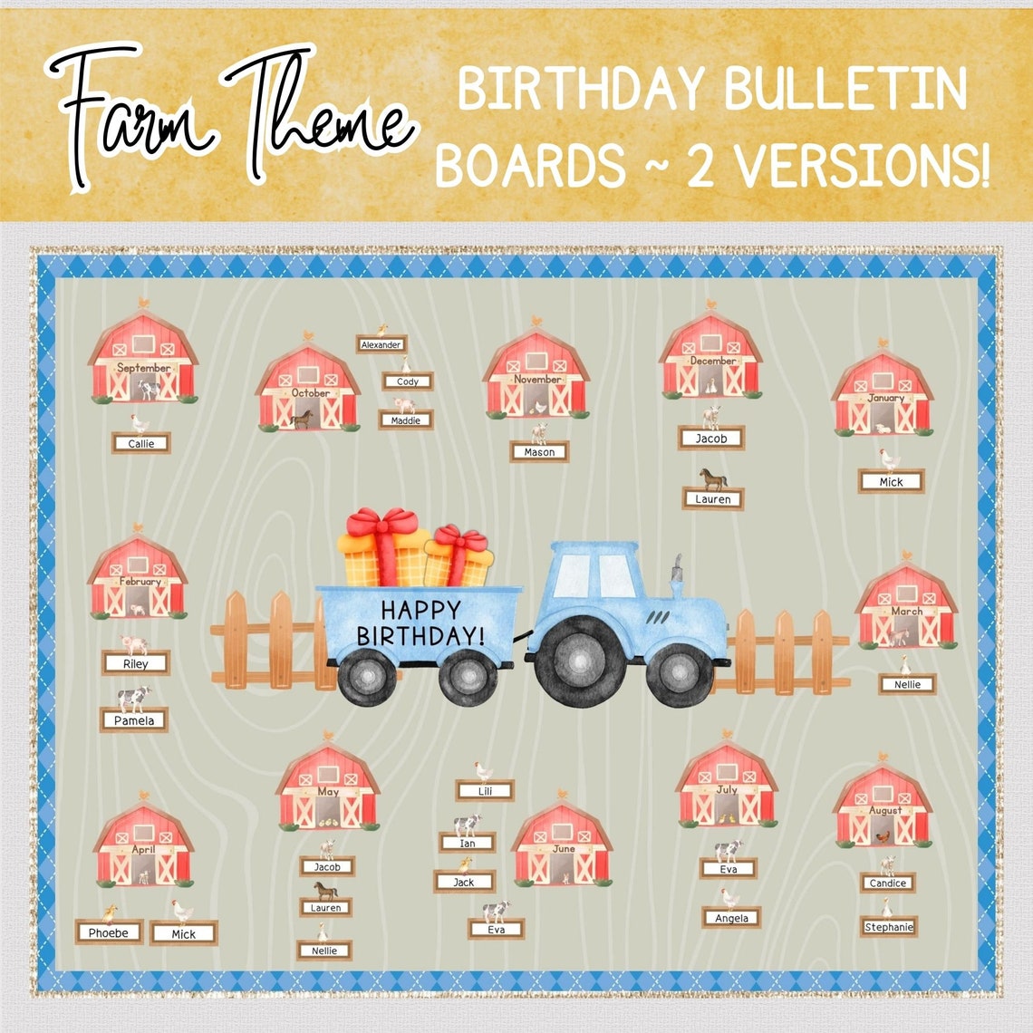 FARM THEME BIRTHDAY Bulletin Board Editable Farm Birthday - Etsy