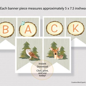 BACK TO SCHOOL Printable Banner, Welcome Back Woodland Theme Classroom ...