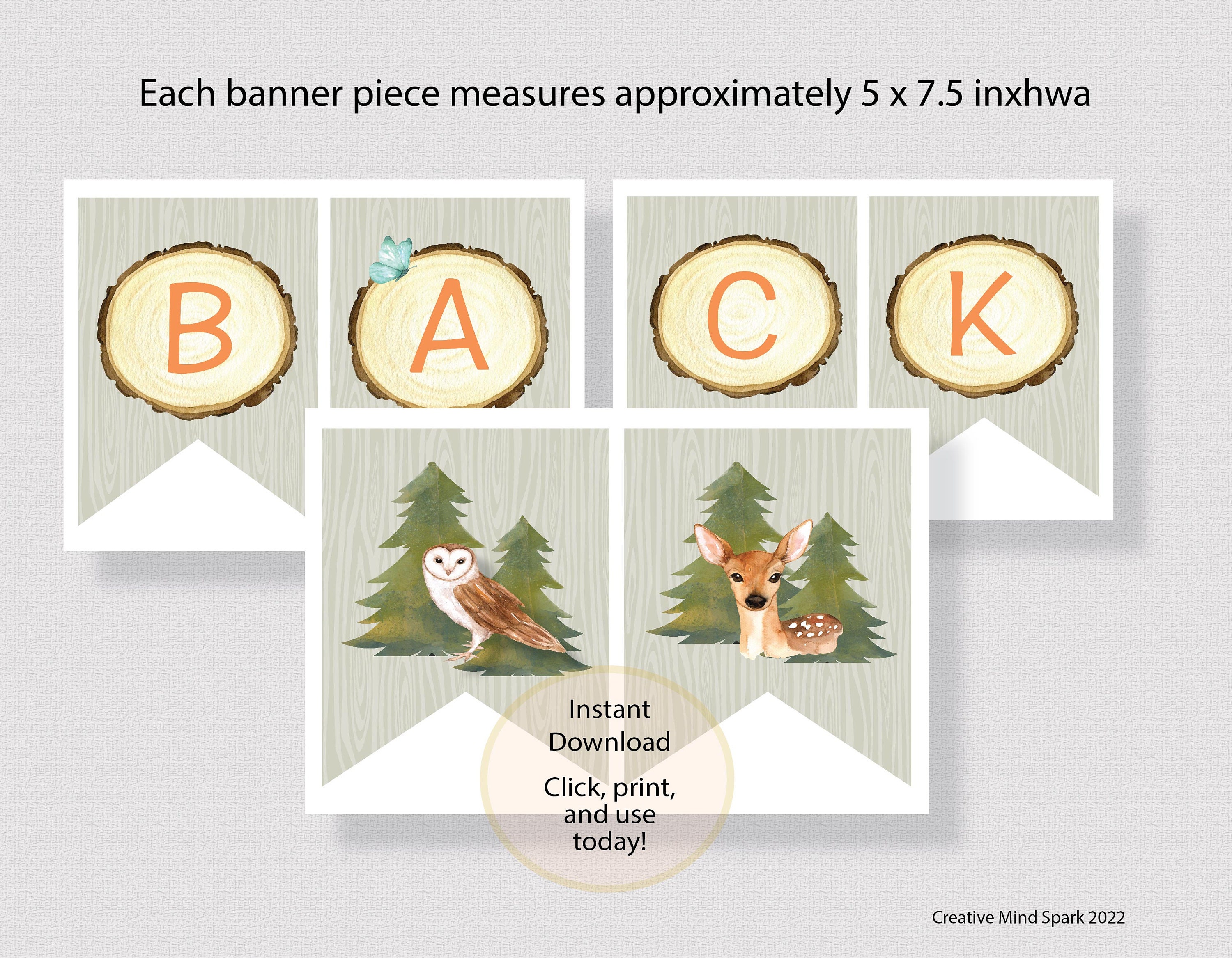 BACK TO SCHOOL Printable Banner, Welcome Back Woodland Theme Classroom ...