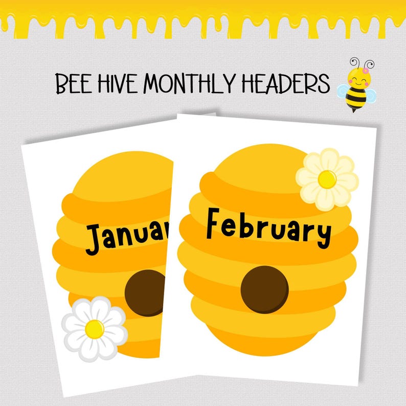 BEE THEME BIRTHDAY Bulletin Board, Editable Honey Bee Birthday Display ...