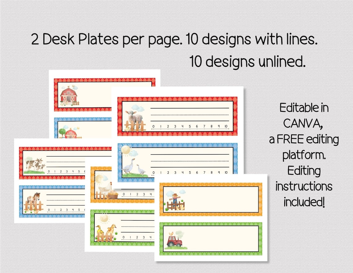 FARM THEME DESK Name Tags, Printable Farm Theme Desk Name Plates ...