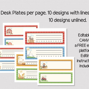 FARM THEME DESK Name Tags, Printable Farm Theme Desk Name Plates ...