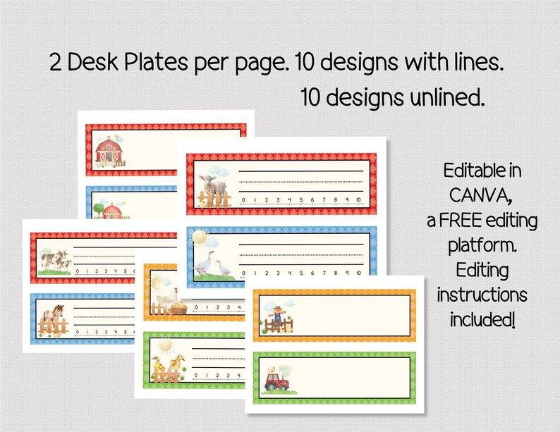 FARM THEME DESK Name Tags, Printable Farm Theme Desk Name Plates ...