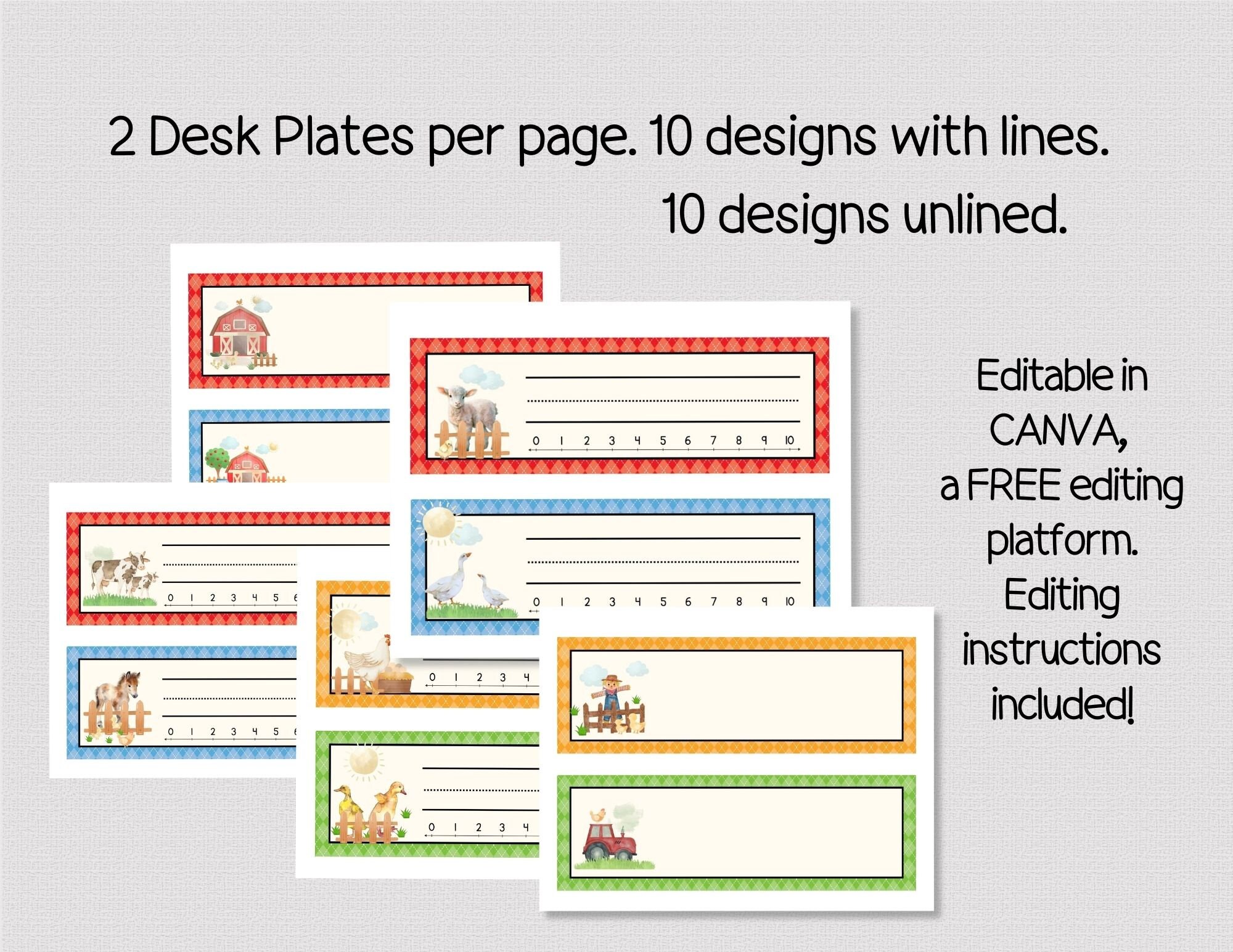 FARM THEME DESK Name Tags, Printable Farm Theme Desk Name Plates ...