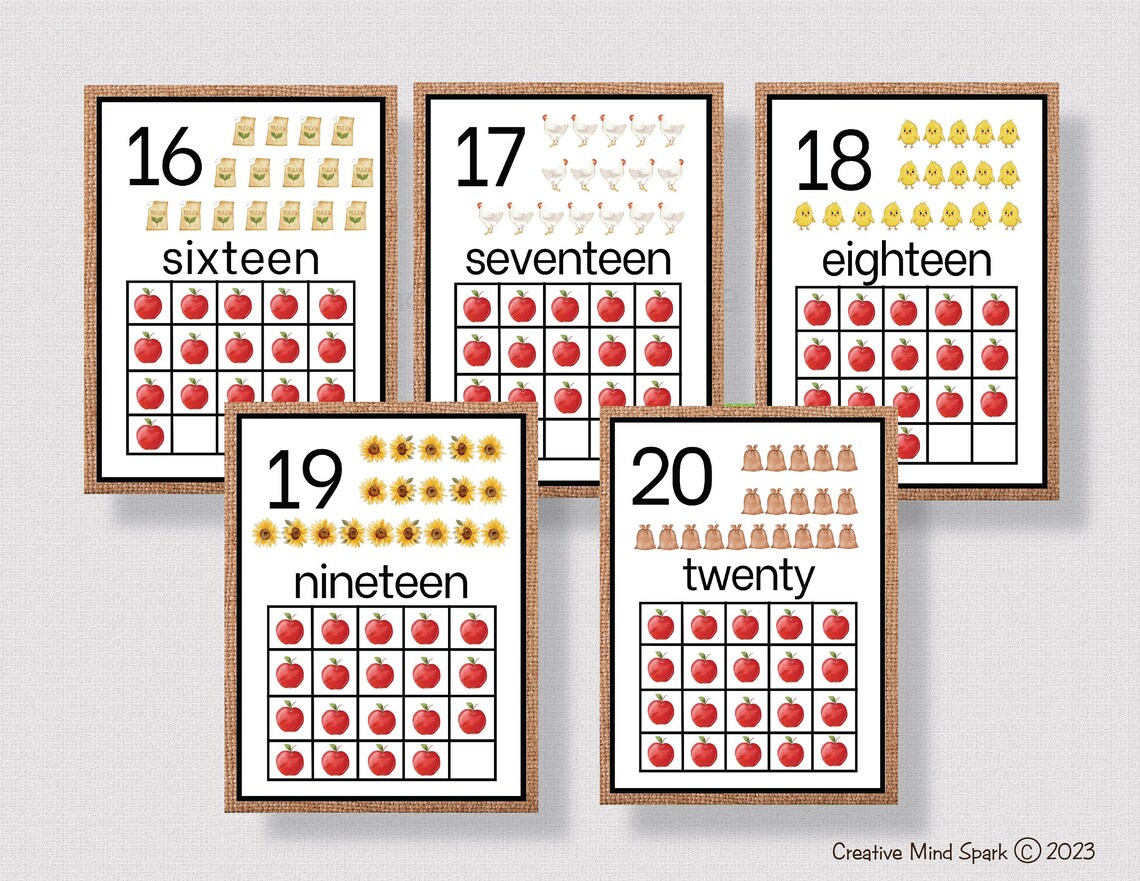 FARM THEME NUMBER Posters, Printable Farm Theme, Numbers 1-20 Classroom ...