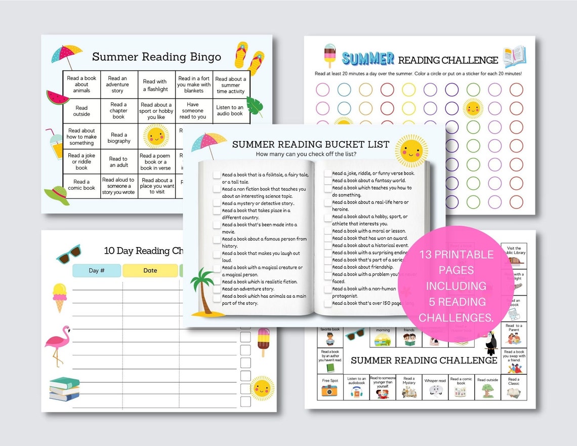 SUMMER READING CHALLENGE for Kids, Printable, Summer Reading Log ...