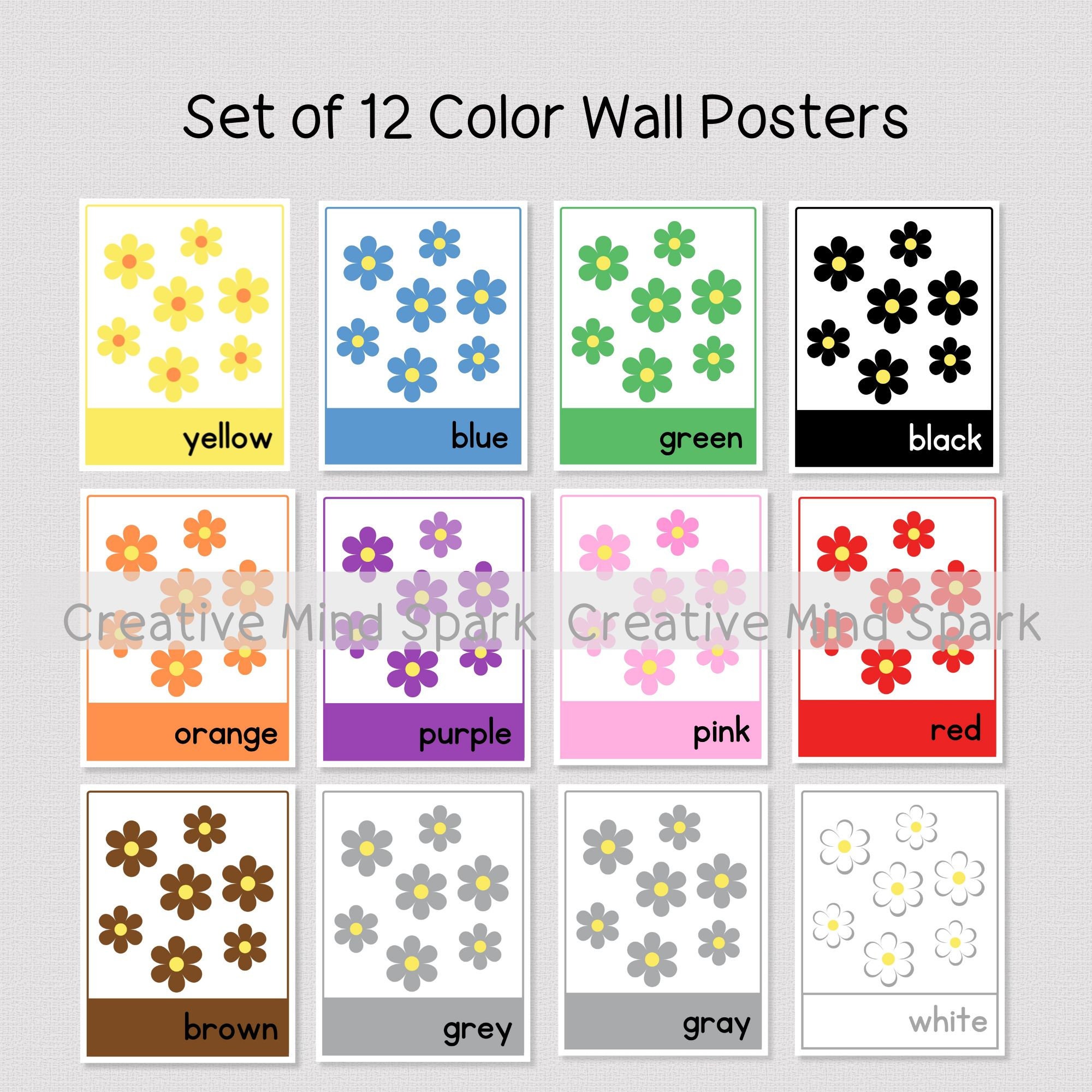 BOHO GARDEN COLOR Posters for Classroom, Printable Color Wall Posters ...