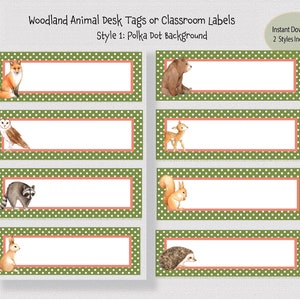 WOODLAND DESK Name Tags, Printable Woodland Desk Name Plates, Classroom ...