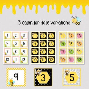 BEE THEME CLASSROOM Calender, Printable Honey Bee Calendar Bulletin ...