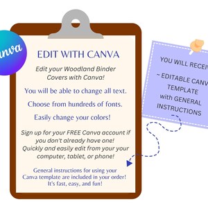 WOODLAND BINDER COVERS, Set of 10, Editable Binder Covers With Woodland ...