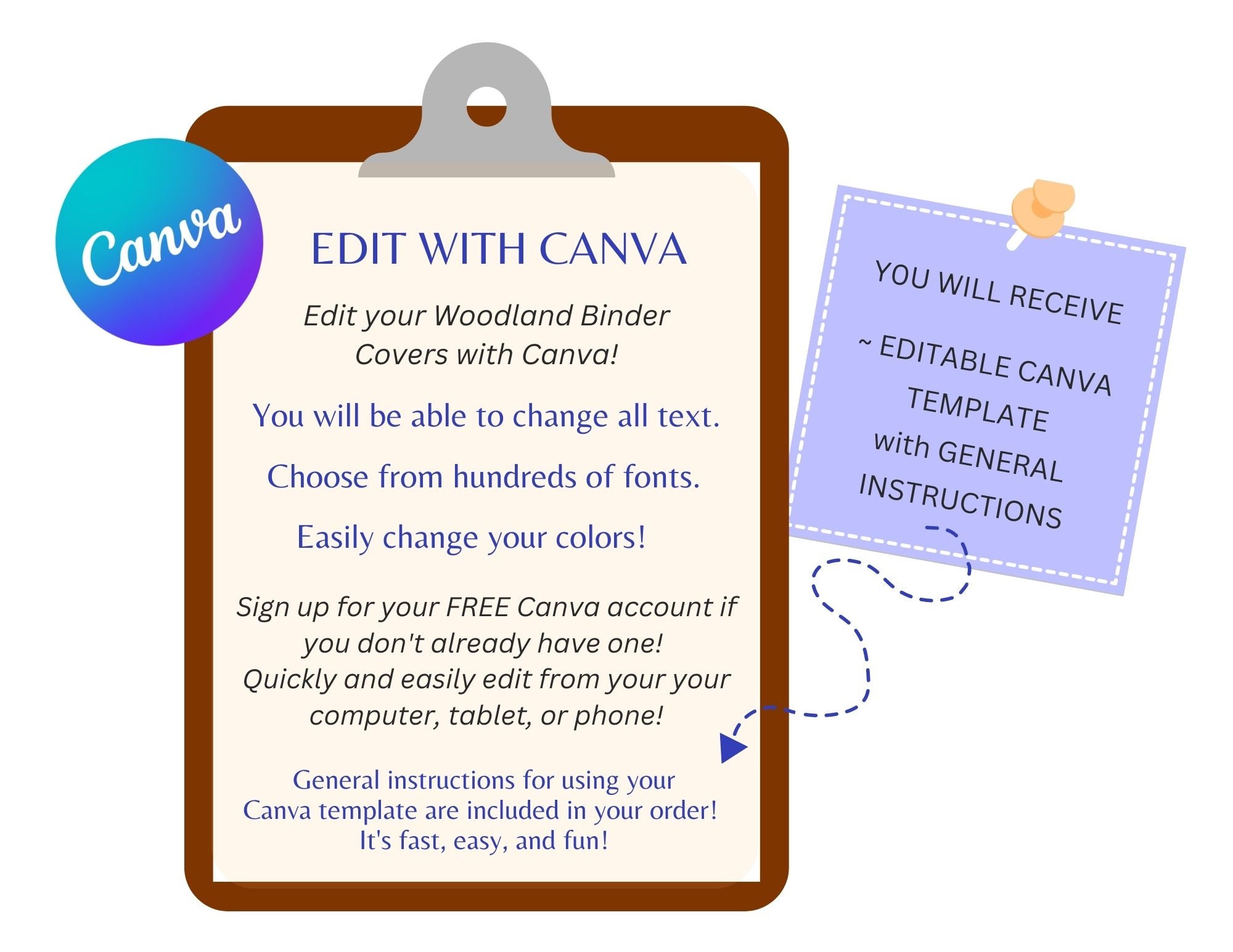 WOODLAND BINDER COVERS, Set of 10, Editable Binder Covers With Woodland ...