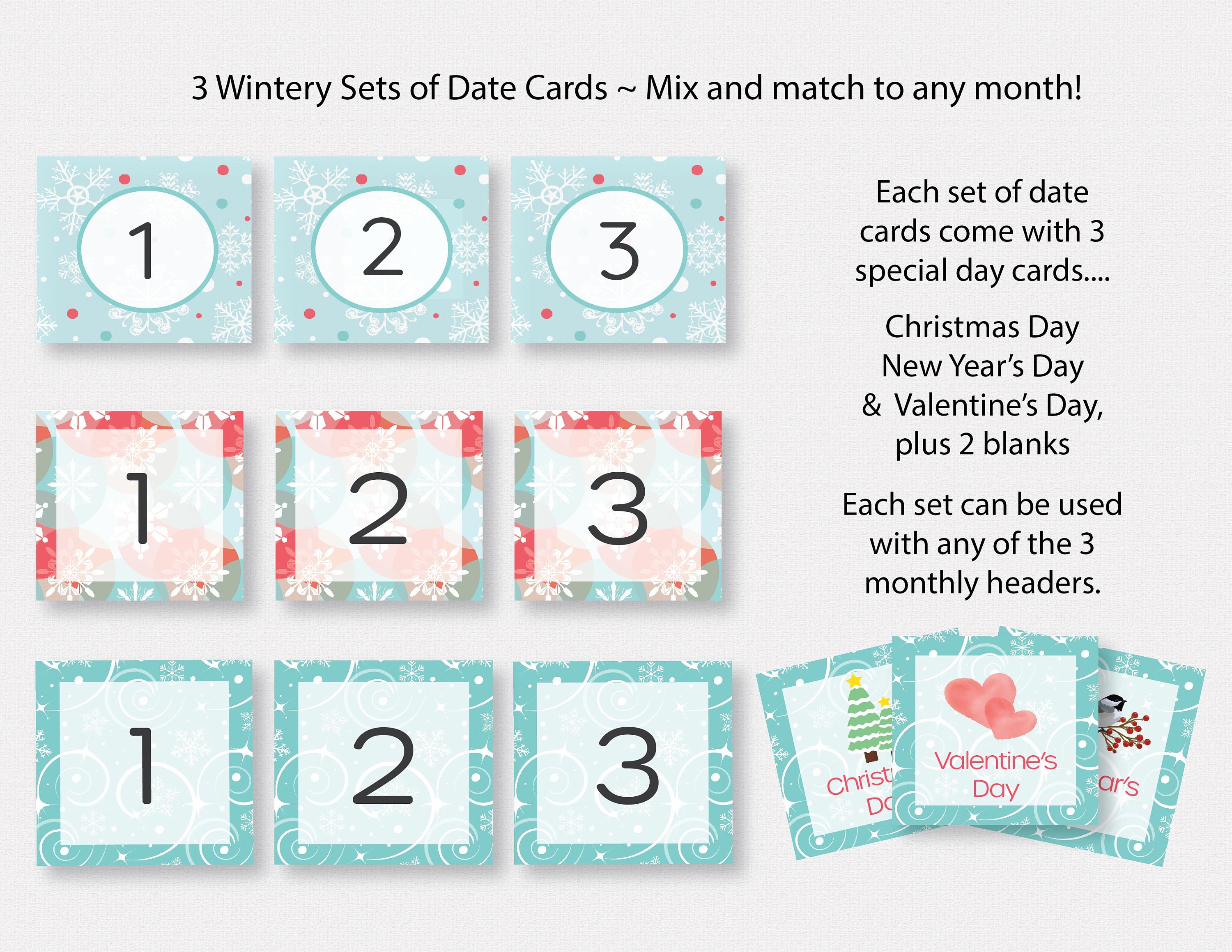 WINTER CLASSROOM CALENDAR Set, Printable December Calendar, January ...