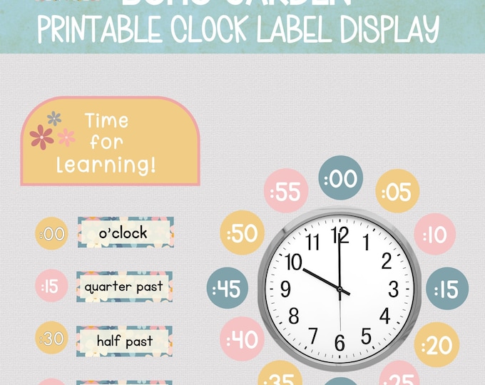 Classroom Clock Labels | Clock Activity | Rainbow Theme | Telling Time ...
