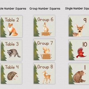 WOODLAND TABLE NUMBERS, Printable Classroom Table Numbers, Editable ...