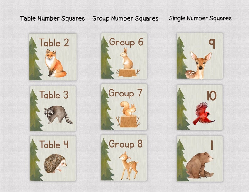 WOODLAND TABLE NUMBERS, Printable Classroom Table Numbers, Editable ...