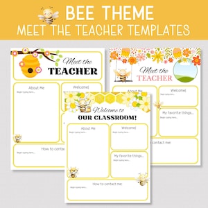 MEET THE TEACHER Bee Theme Newsletter Templates, Canva Template for ...