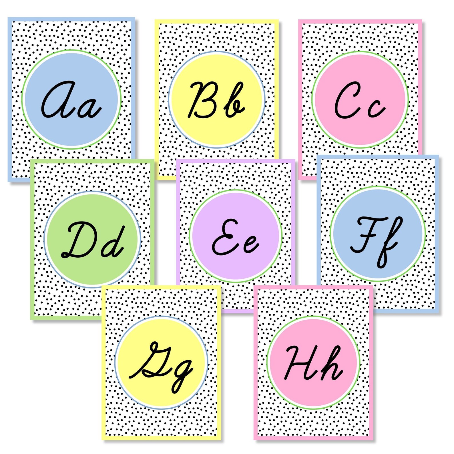 PASTEL COLORS Printable Alphabet Posters, Cursive and Manuscript ...