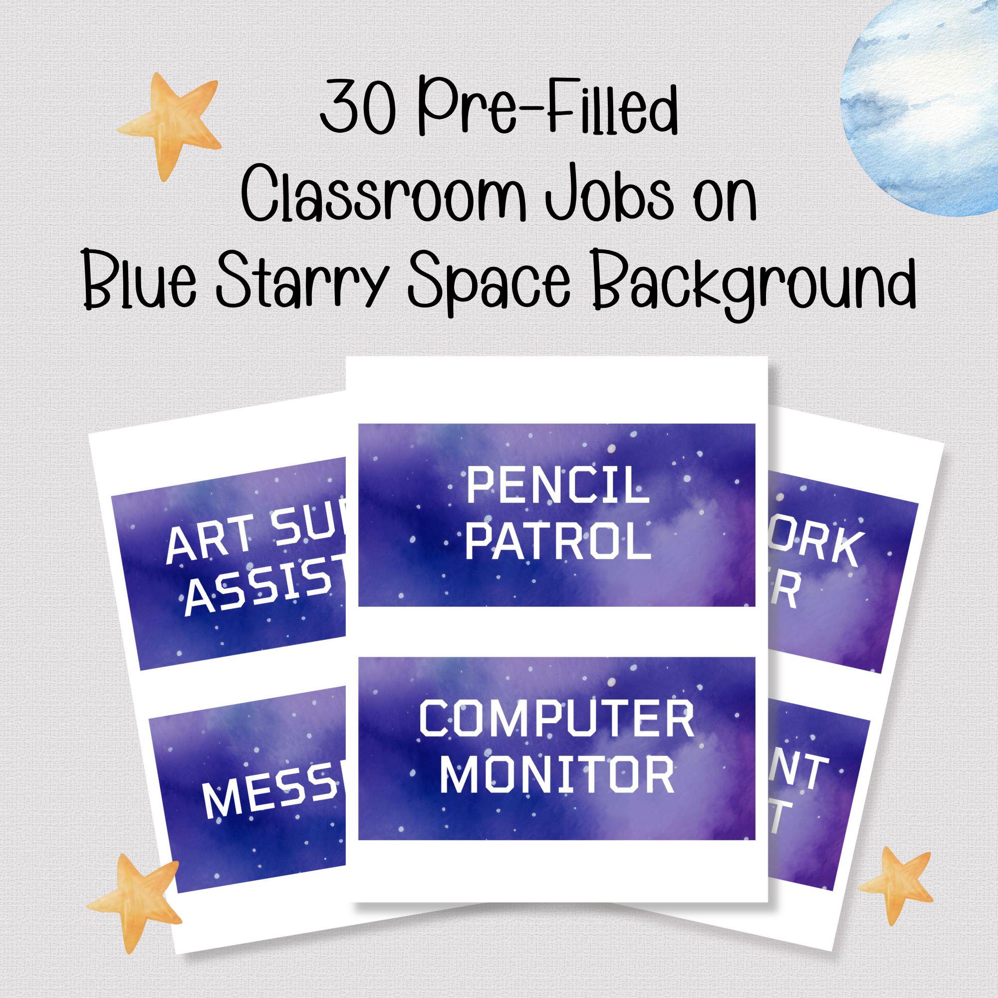 SPACE CLASSROOM JOBS Display, Printable Classroom Jobs Chart, Editable ...