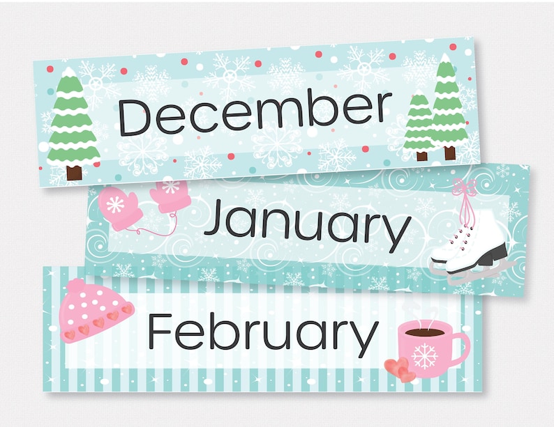 WINTER CLASSROOM CALENDAR Set, Printable December Calendar, January ...