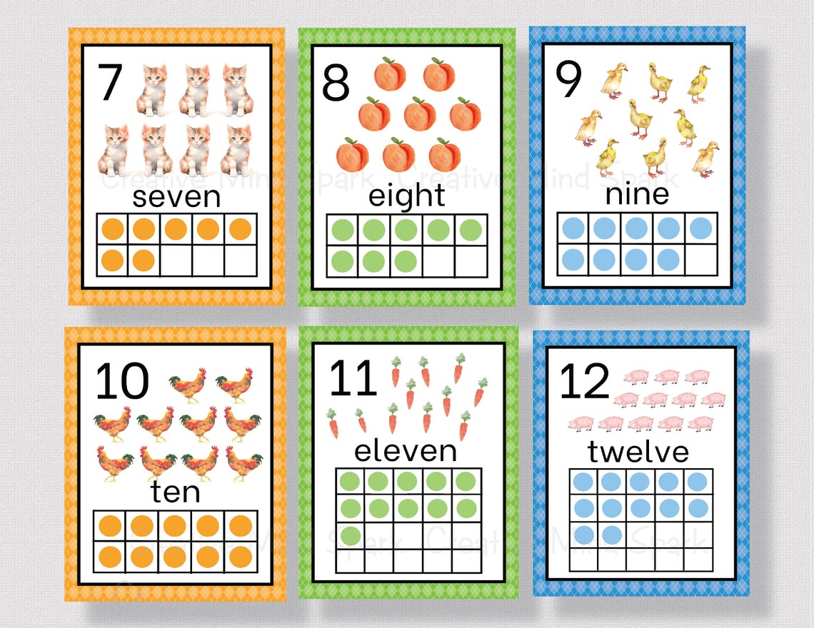 FARM THEME NUMBER Printable Posters, Farm Numbers 1-20 Classroom Wall ...