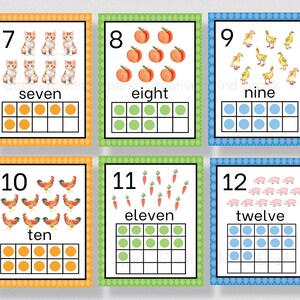 FARM THEME NUMBER Printable Posters, Farm Numbers 1-20 Classroom Wall ...