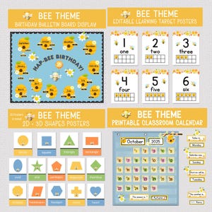 BEE THEME CLASSROOM Decor Bundle, Printable Honeybee Theme Classroom ...