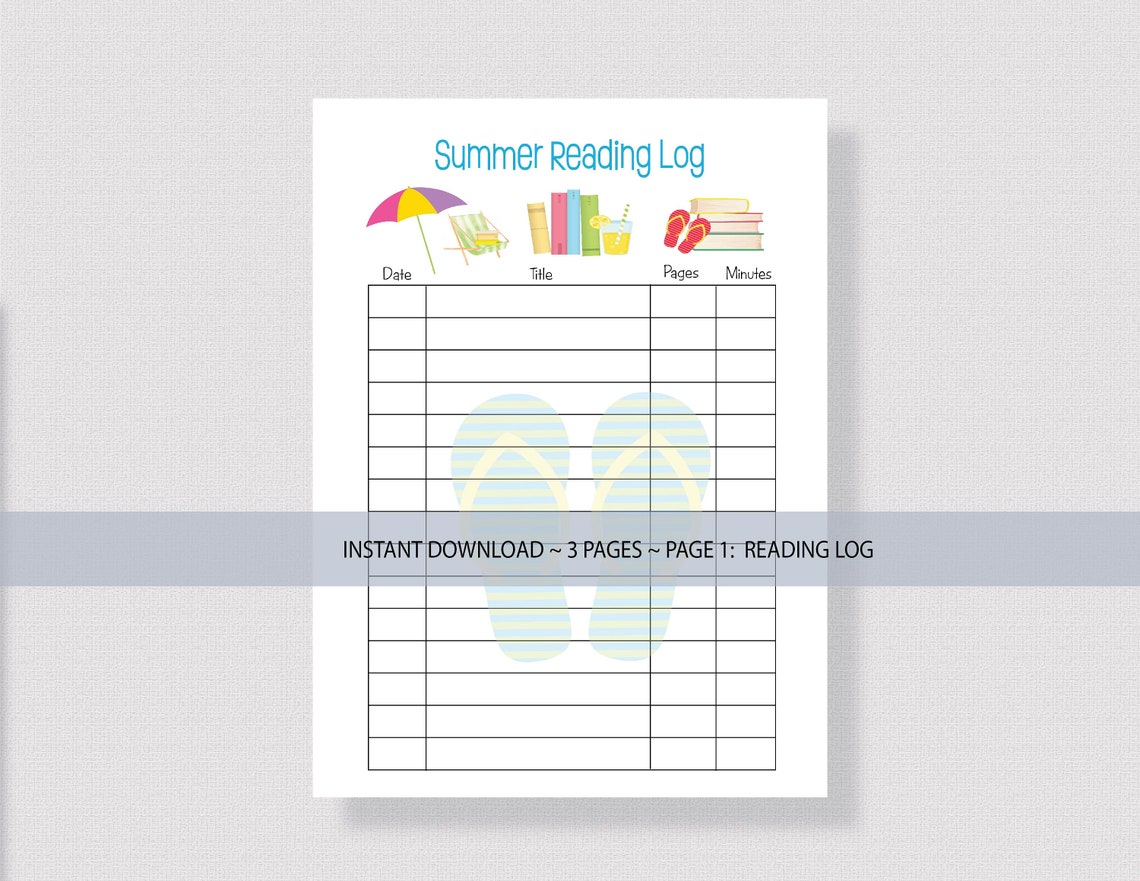 KIDS SUMMER READING Log Printables, Summer Reading Log Activity, Book ...