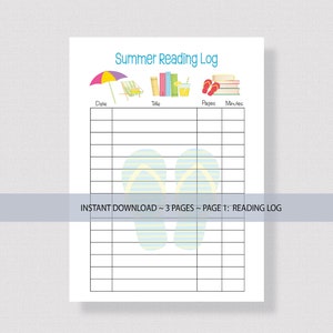 KIDS SUMMER READING Log Printables, Summer Reading Log Activity, Book ...