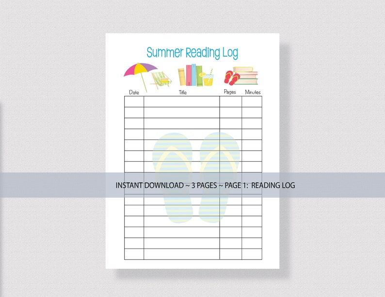 KIDS SUMMER READING Log Printables, Summer Reading Log Activity, Book ...