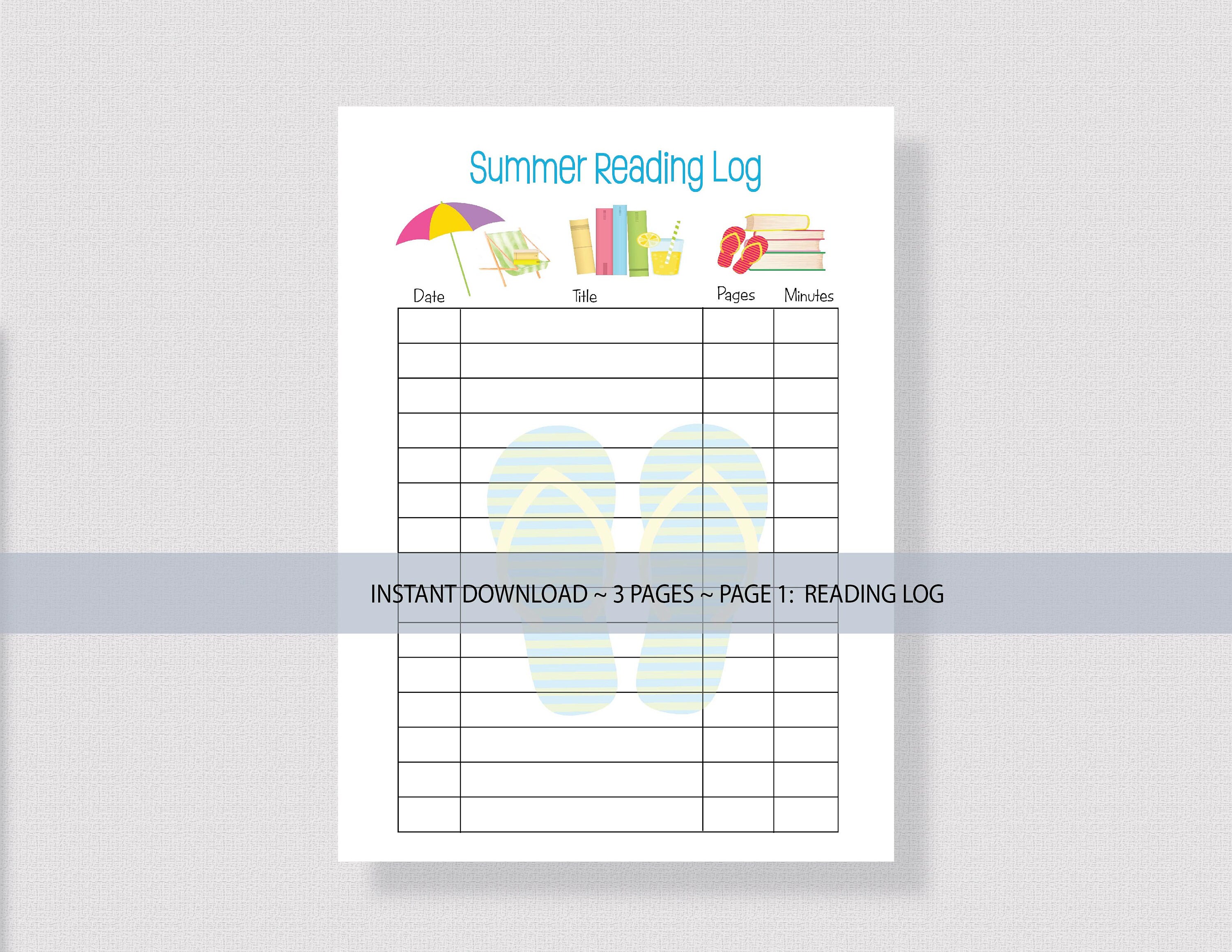 KIDS SUMMER READING Log Printables, Summer Reading Log Activity, Book ...