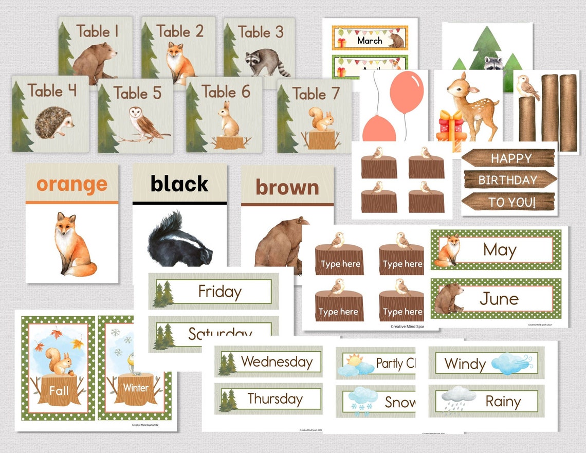 WOODLAND CLASSROOM DECOR Bundle Printable Woodland Decor for - Etsy