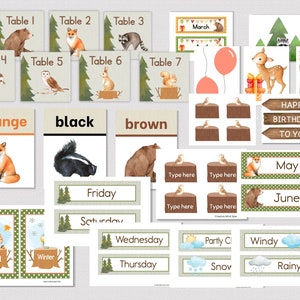 WOODLAND CLASSROOM DECOR Bundle, Printable Woodland Decor for Classroom ...