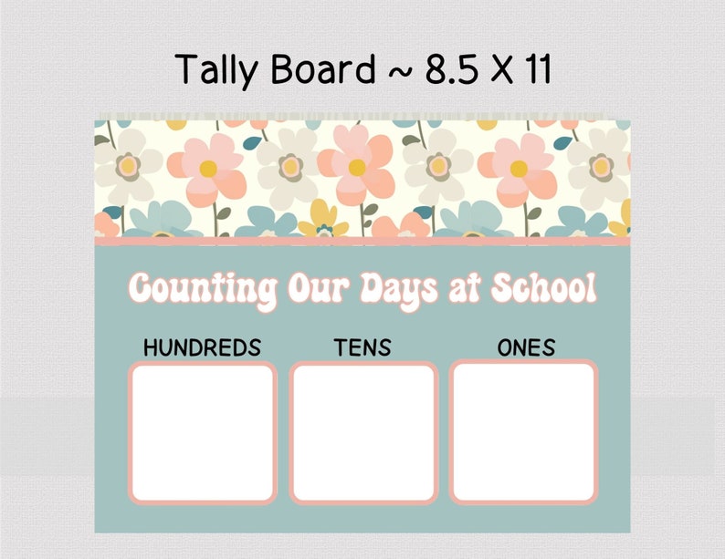 DAYS in SCHOOL TALLY Board, Boho Garden Days at School Tally Posters ...