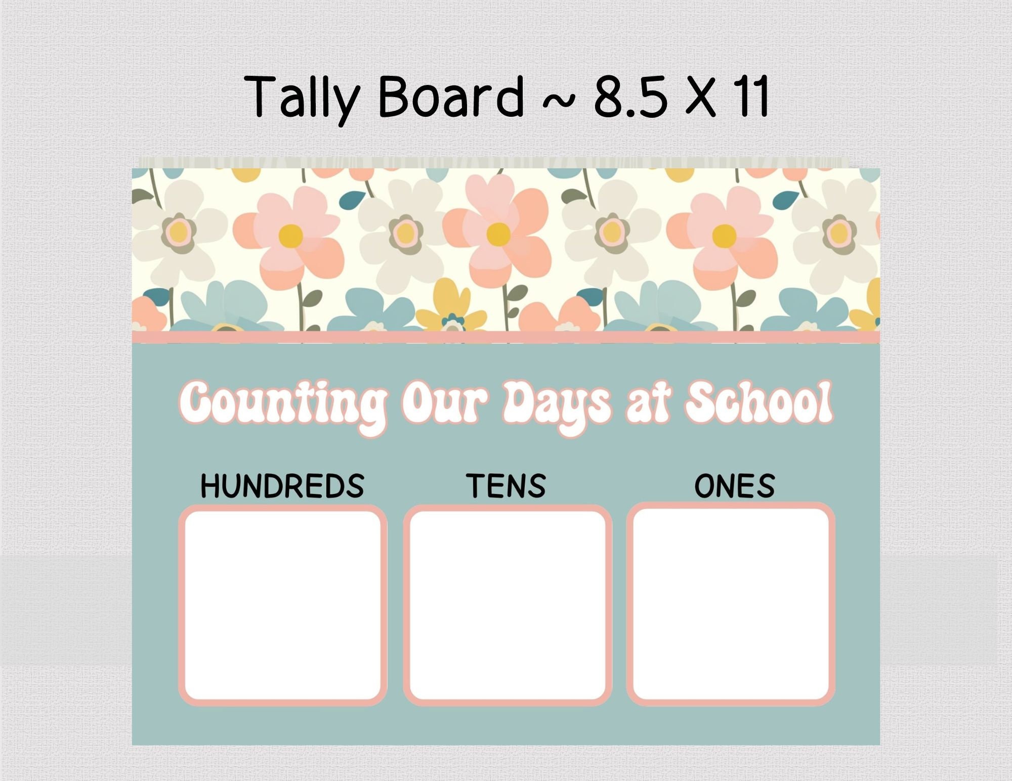 DAYS in SCHOOL TALLY Board, Boho Garden Days at School Tally Posters ...