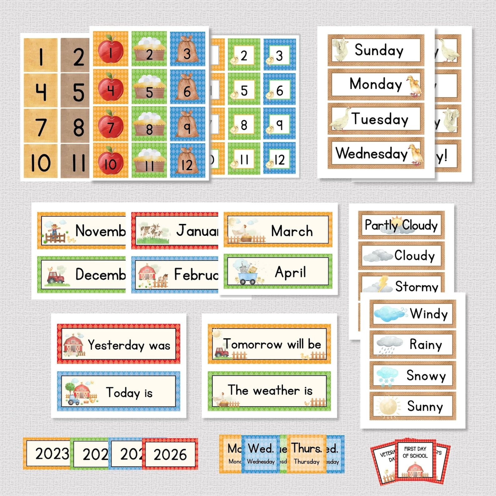 FARM THEME CLASSROOM Calendar, Printable Farm Calendar Bulletin Board ...