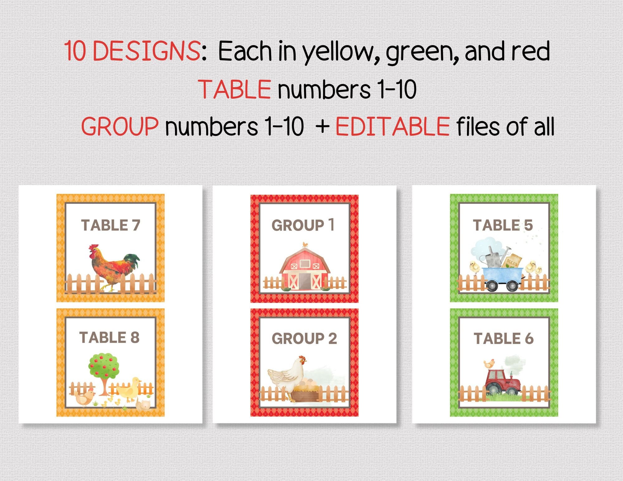FARM THEME CLASSROOM Table Numbers, Editable Classroom Group Numbers ...