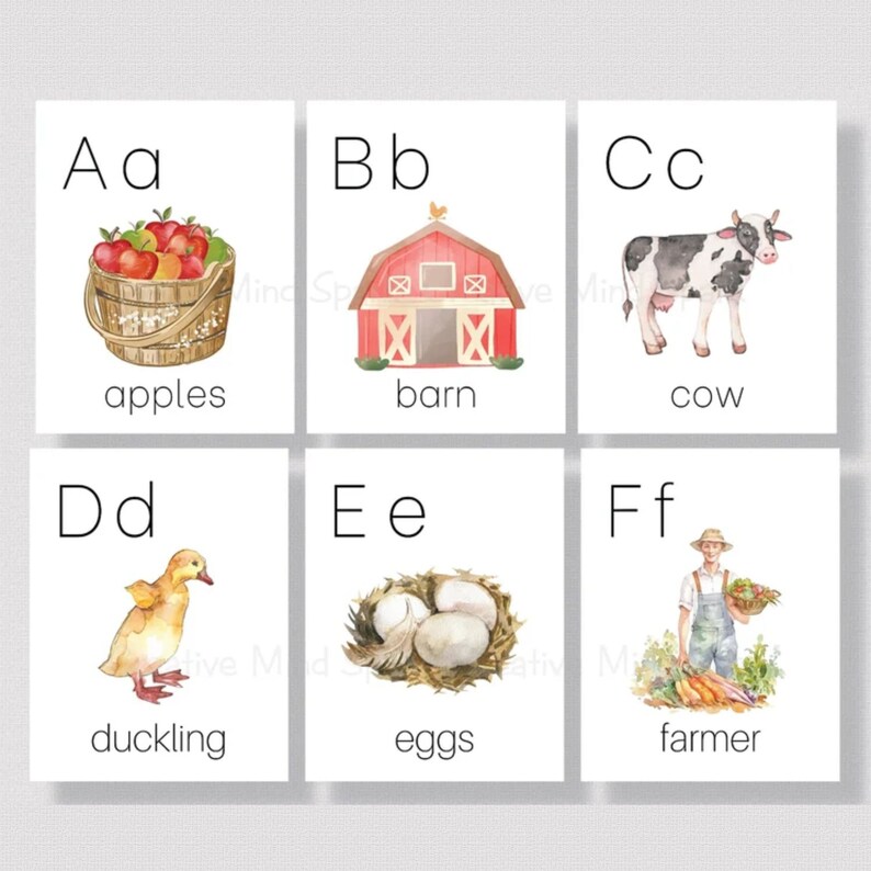 FARM THEME ALPHABET Posters, Printable Farm Alphabet, Farm Alphabet ...