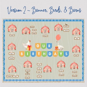 FARM THEME BIRTHDAY Bulletin Board, Editable Farm Birthday Display ...