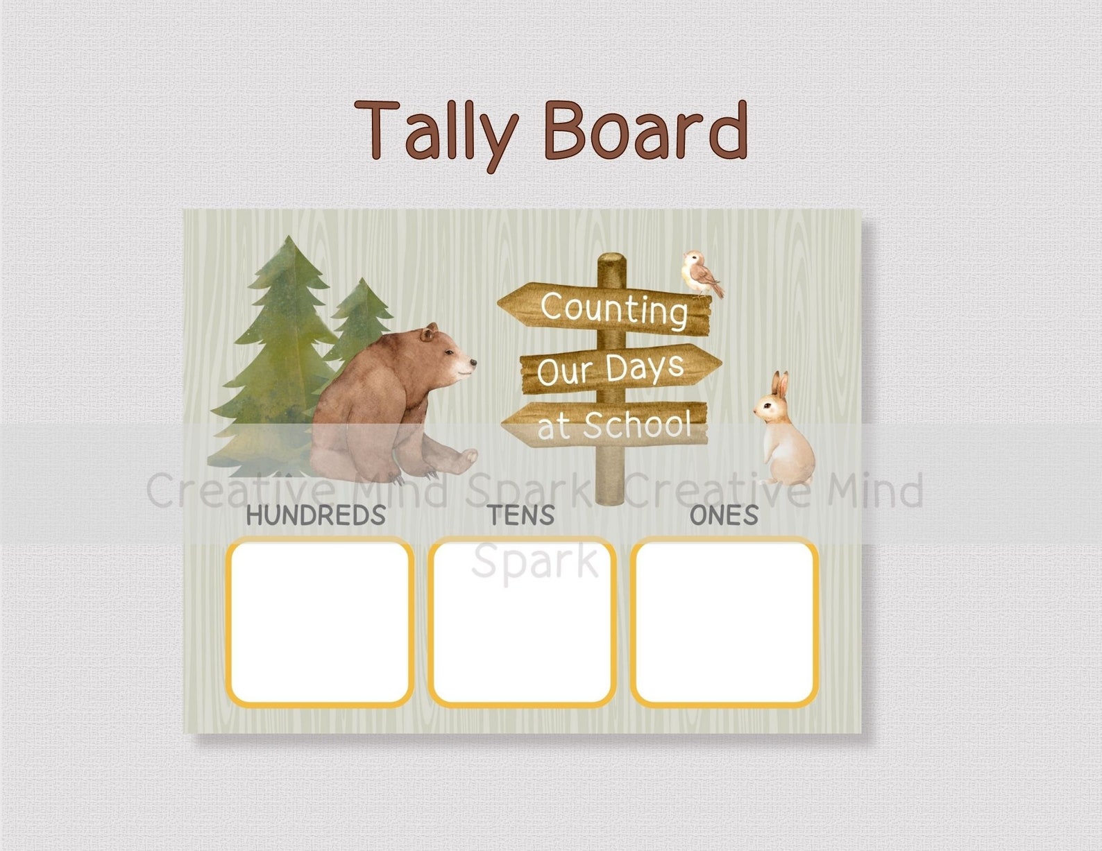 WOODLAND DAYS in SCHOOL Tally Board, Days at School Tally Posters, 100 ...
