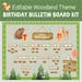 WOODLAND BIRTHDAY BULLETIN Board, Editable Woodland Animals Birthday ...