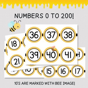 BEE THEME NUMBER Line for Classroom, Printable Honeybee Number Line 0 ...